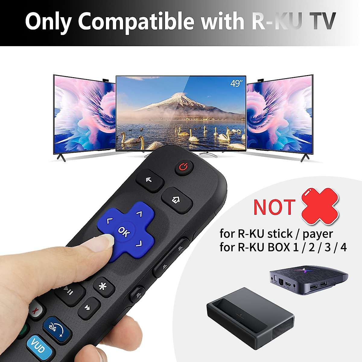 New Universal TV Remote Control for Roku TV, for TCL/Hisense/Sharp/Philibs/Onn/Element/Insignia Roku TV (NOT for Roku Stick or Box) (Pack of 2) 1
