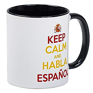 Keep Calm And Habla Espanol Mug - Ceramic 11oz RINGER Coffee/Tea Cup Gift Stocking Stuffer