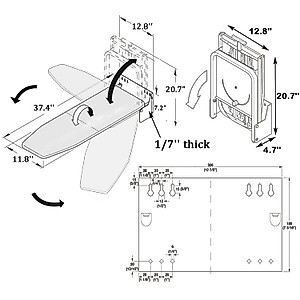 uyoyous Wall Mounted Ironing Board 37 x 13 Inch Foldable Ironing Boards with Heat Resistant Cover 180° Rotation Space-Saving Ironing Boards with English Manual