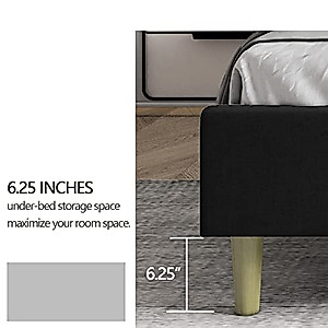 Zoophyter Upholstered Platform Bed Frame Queen Size with Headboard,Strong Wooden Slats Support No Box Spring Needed Easy Assembly Black