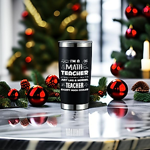 Xildew Funny Math Teacher Theme Teacher Appreciation Week Gift for Educator Instructor Christmas Birthday Present for Friend Coworker Stainless Steel Tumbler 20 oz Black