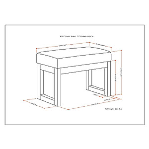 SIMPLIHOME Milltown 26 inch Wide Rectangle Ottoman Bench Grey Footstool, Linen Look Polyester Fabric for Living Room, Bedroom, Contemporary Modern