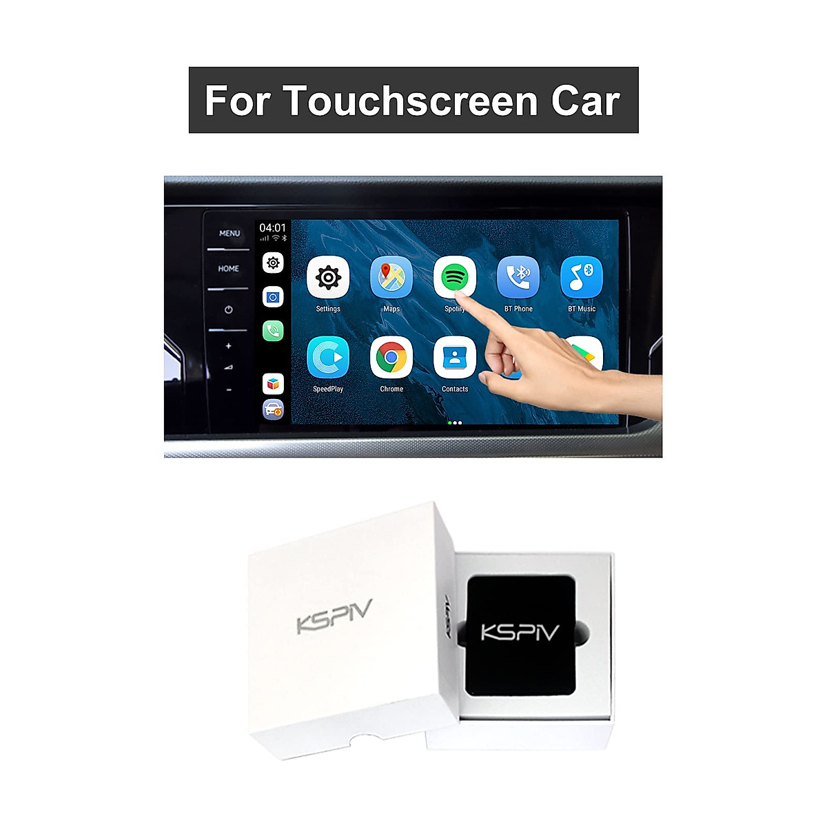 Wirless Carplay Dongle Multimedia Video Adapter Android AI Box 4+64GB for Car with Factory Wired Carplay Support Android Auto Android System USB Plug and Play (C-Touch)