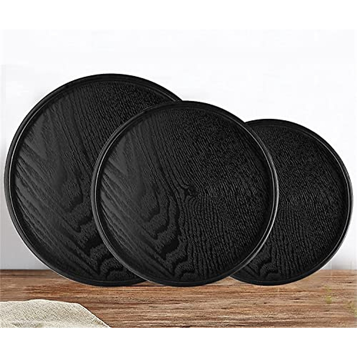 Tyenaza Round Solid Wood Tea Tray Serving Trays for Coffee Snack Food Meals Home Kitchen Restaurant Trays(21cm)