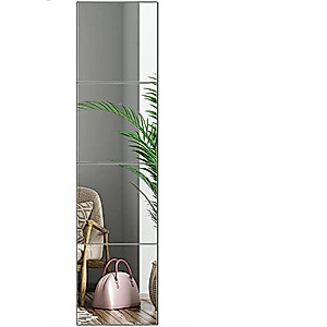 OBIOZZ Bedroom Floor Standing Mirror Full Length Mirror Tiles 11.5 Inch X 4Pcs Frameless Real Wall Mirror Set Make, Perfect for Your Bedroom, Cloakroom, Entry