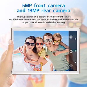 aqxreight HD Tablet, Dual Camera 10.1 Inch Tablet US Plug 100-240V 5G WiFi for Learning for Android 11.0 (Gold)