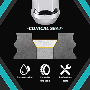 ZOFFI M12x1.5 Lug Nuts - Replacement for 2006-2019 Ford Fusion, 2000-2019 Ford Focus, 2001-2019 Ford Escape Aftermarket Wheel - 20pcs Chrome Closed End Conical Seat 19mm Hex Lug Nuts