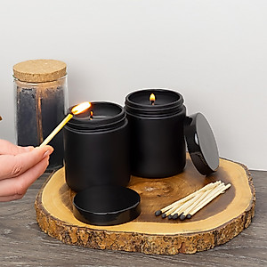 Cornucopia 8oz Black Coated Glass Jars (6-Pack); Cosmetic Jars with Black Plastic Lids and Black Matte Exterior, 8-Ounce / 9-ounce Capacity