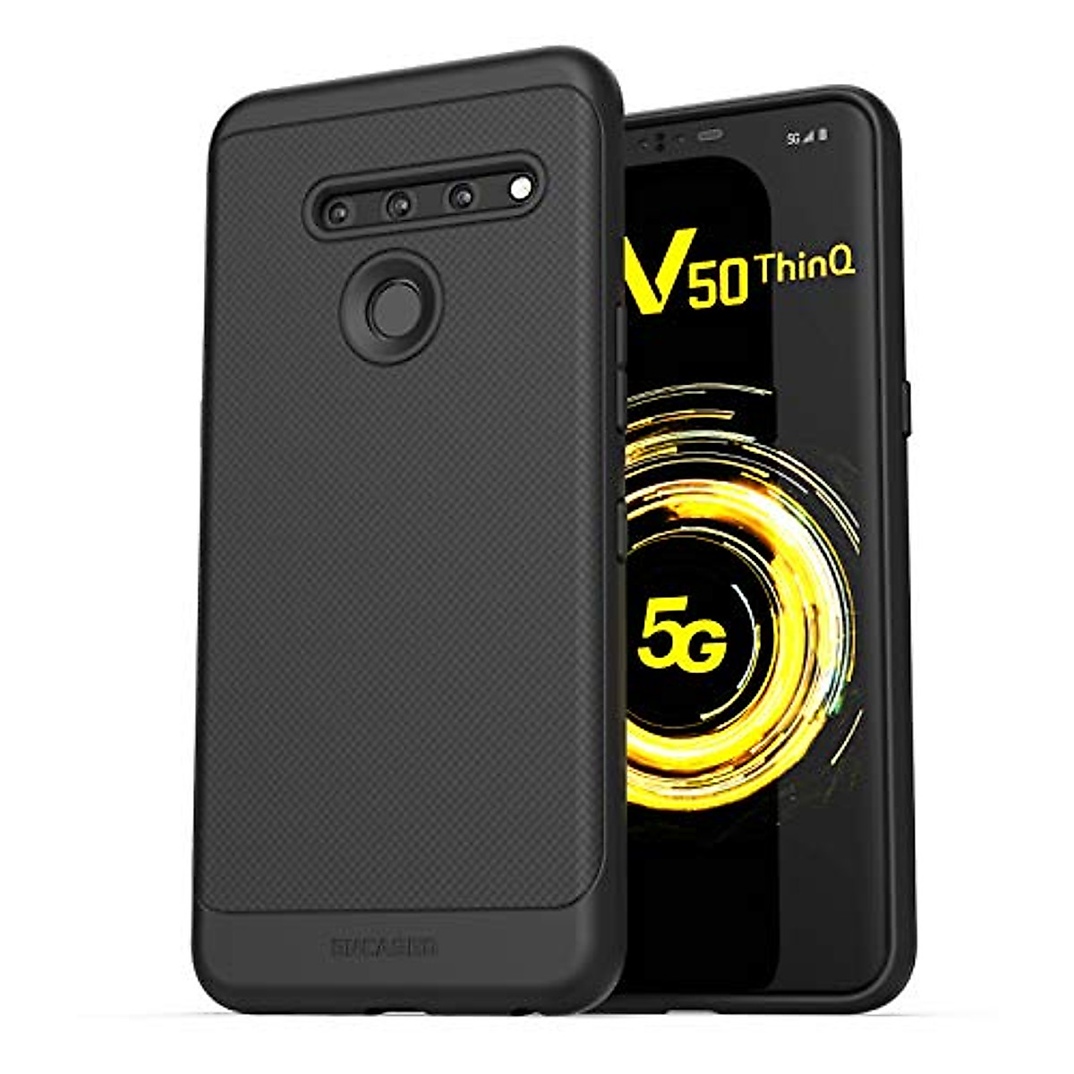 Encased LG V50 ThinQ Case (Thin Armor) Slim Fit Flexible Grip Phone Cover - Black