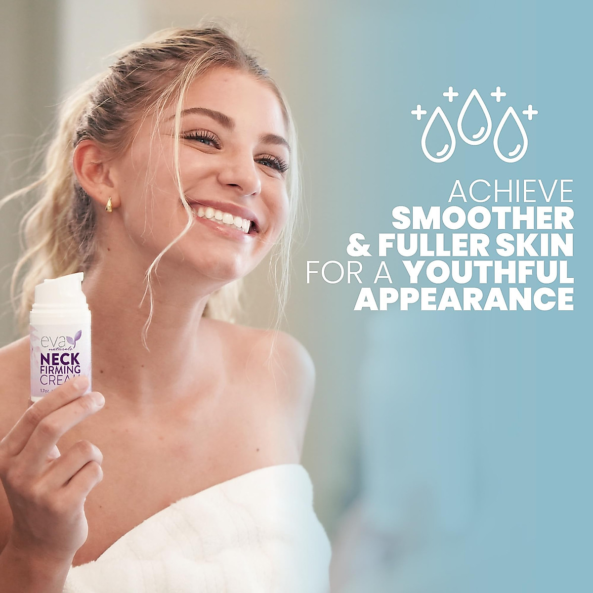 Eva Naturals Enhanced Neck & Décolleté Firming Cream (1.7 oz) - Hydrating Cream for Neck Tightening & Wrinkle Reduction - Lifts & Smooths for Youthful Skin