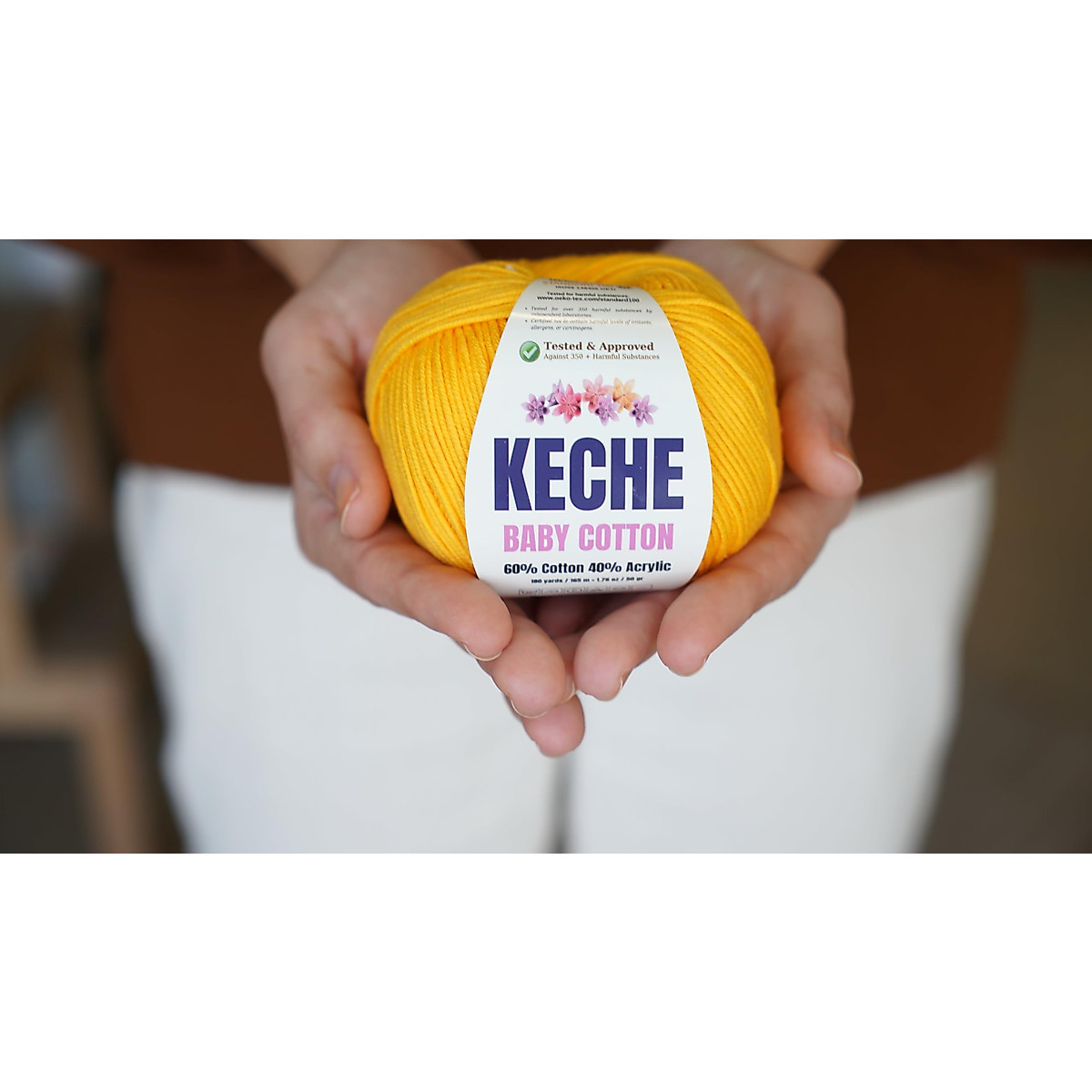 Keche Cotton Yarn, 60% Cotton 40% Acrylic Yarn, Soft Cotton Yarn for Crochet and Knitting, Amigurumi Yarn 1 Skein/Ball 1.76 Oz (50g) / 180 Yrds (165m) - Navy Blue