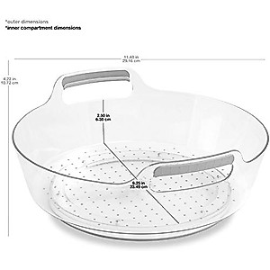 madesmart Deep Portable Turntable - Light Grey | FRIDGE COLLECTION | Handles for Portability | Easy to Spin | Non-slip Lining and Base | Easy to Clean