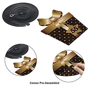 Happy 55th Birthday Party Hanging Swirls Streams Ceiling Decorations, Celebration 55 Foil Hanging Swirls with Cutouts for 55 Years Old Black and Gold Birthday Party Decorations Supplies