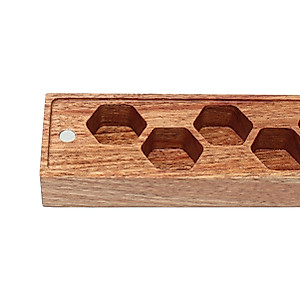 Hexagonal Wood Dice Storage Case with Magnetic Lid - Box Holds Polyhedral 7 Die Set for DND, D&D, RPG - Rosewood