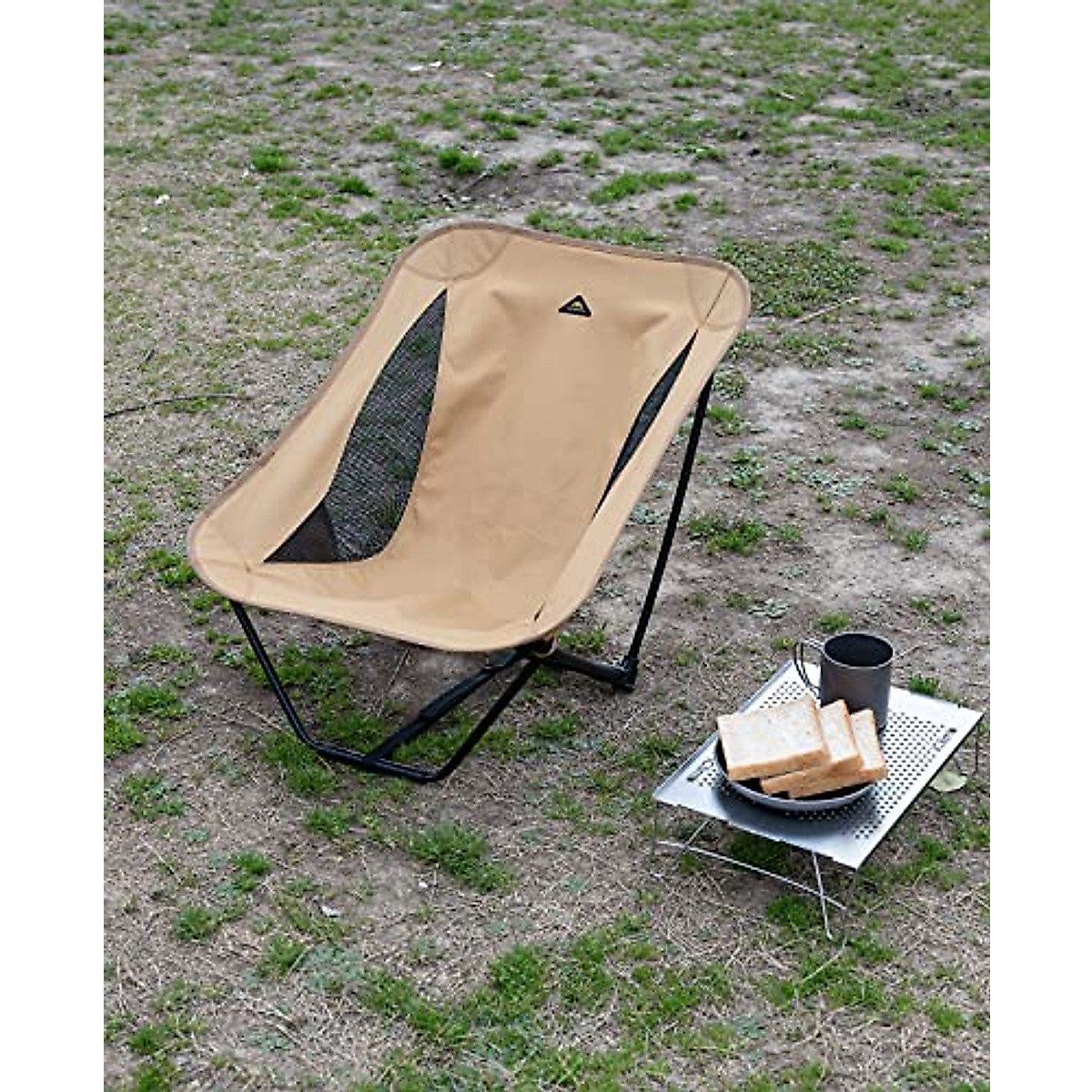 iClimb 1 Low Ground Folding Chair and 1 3M Thinsulate Insulation Warm Blanket Bundle, Ultralight Compact for Single Person Outdoor Backpacking Camping Beach Concert
