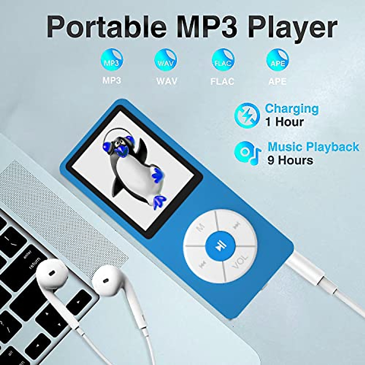 MP3 Player with 32GB TF Card,Built-in HD Speaker,Portable HiFi Music Player with Video/Voice Recorder/FM Radio/Photo Viewer/E-Book Player for Kids