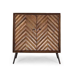 Great Deal Furniture Charlotte Mid-Century Modern Handcrafted Mango Wood Sideboard, Dark Brown