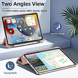 Cousper Case Compatible with iPad Pro 11 Inch 4th Generation 2022 / 3rd Gen 2021 with Pencil Holder, Slim Protective Smart Cover for 11 Inch iPad Pro, 2 Stand Modes for Viewing and Typing, Rose Pink