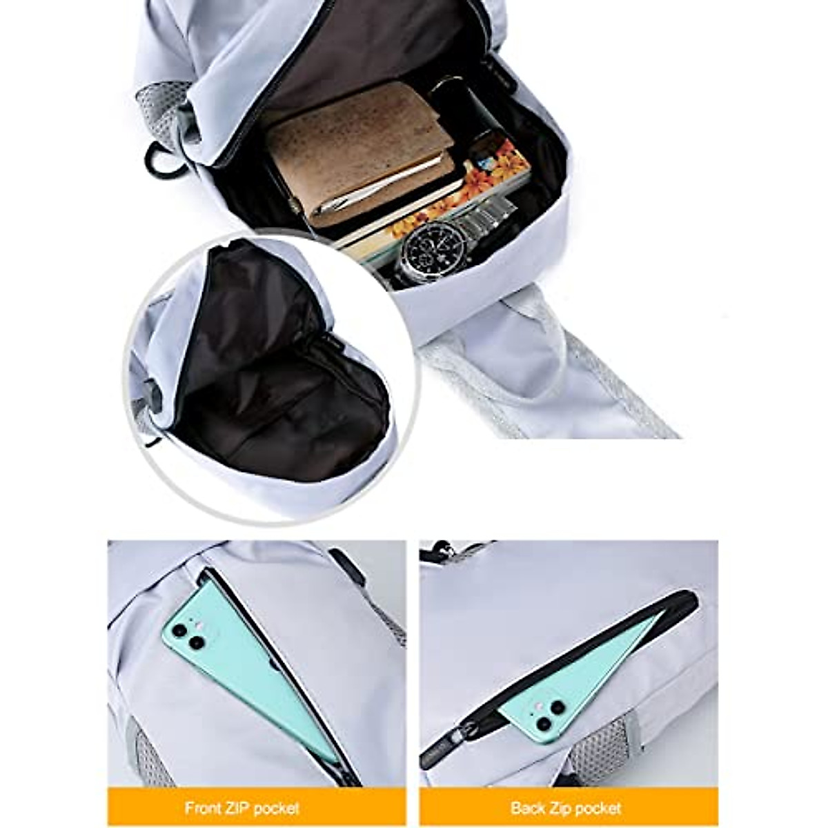 chinatera Small Crossbody Sling Bags for Men Chest Shoulder Bag Casual Backpack with Charger for Outdoor Travel (Grey)