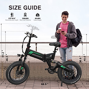 TotGuard Electric Bike, 20" Electric Bike for Adults 500W Brushless Motor (Peak 750W), 20MPH Fat Tire Ebike, Foldable Adult Electric Bicycles with 48V 10Ah Removable Battery, 7-Speed