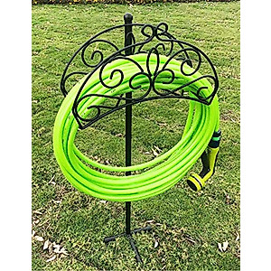 TREEZITEK Garden Hose Holder Hanger Detachable Metal Sturdy Water Hose Storage Stand for Outside Yard Lawn,Black
