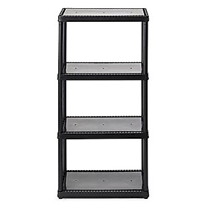 Gracious Living 4 Shelf Fixed Height Solid Light Duty Storage Unit 24 x 12 x 48" Organizer System for Home, Garage, Basement, and Laundry, Black