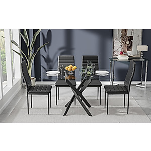 NIERN Black Dining Chairs Set of 4, Modern High Back Soft Padded Dining Room Chair Kitchen Chair for Dining Room, Kitchen (4, Black)