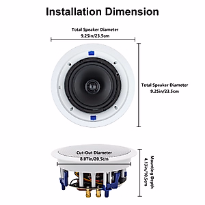 Herdio 6.5'' 640Watts 2-Way Bluetooth Ceiling Speakers Package Great for Home Theater System, Living Room,Office,Flush Mount Wired(4 Speakers)