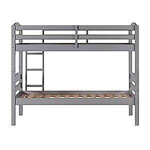 Walker Edison Della Transitional Twin-Over-Twin Bunk Bed Frame, Twin Size, Grey