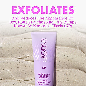Kopari KP Body Bumps Be Gone Exfoliating Body Scrub with 10% AHA, to Smooth Skin, Reduce Bumps, Decongest Pores, Clarifying, Gently Exfoliate & Wash | 2 oz
