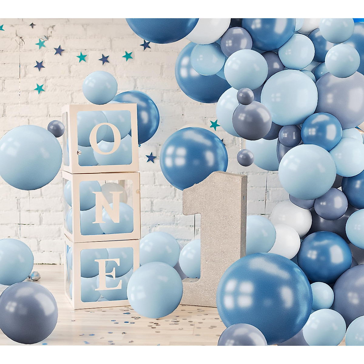Dusty Blue Balloon Arch Garland Kit-143Pcs Macaron Gray Blue Balloons for Birthday Bridal Shower Christmas Reunion Party Wedding Decoration