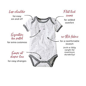 Burt's Bees Baby Unisex Bodysuits, 2-Pack Organic Cotton Short & Long Sleeve One-Pieces,Heather Grey, 0-3Months