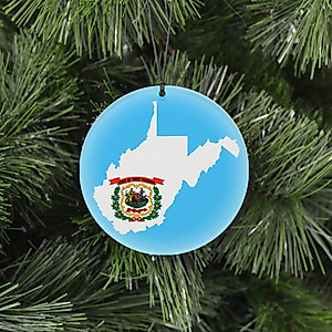 West Virginia Christmas Ornament - Frosted Edge Design Featuring State Flag and Map Composite Graphic - 2025 Acrylic Tree Decoration - Holiday Gift and Home Decor