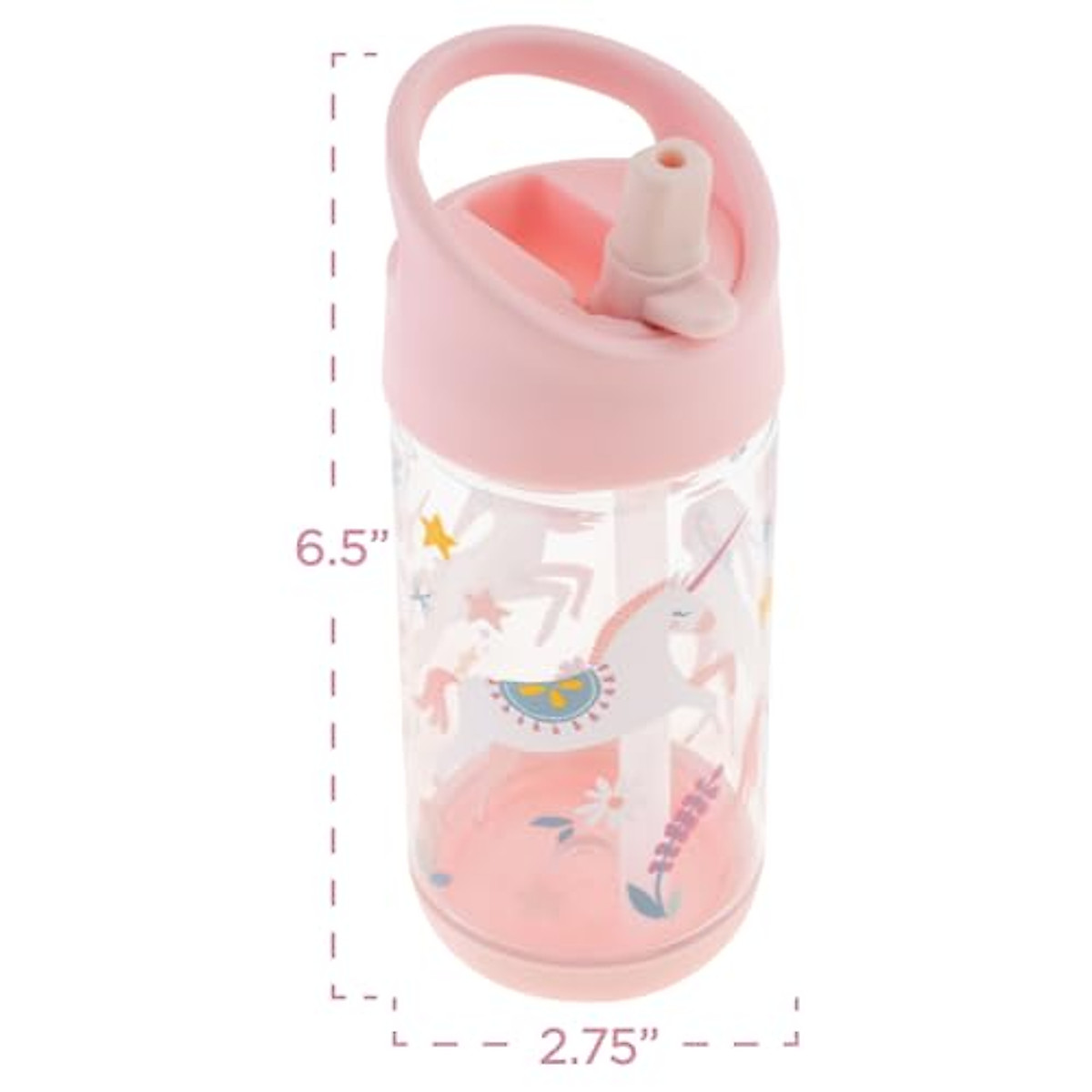 Stephen Joseph, Kids Flip Top Water Bottle, 10 oz Tritan BPA Free, Water Bottle for Girls & Boys, Back to School Flip Top Bottle, Pink Unicorn