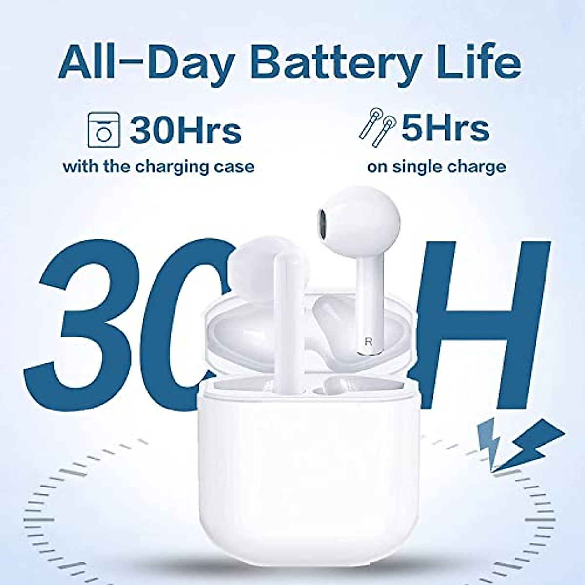 Wireless Earbuds,Bluetooth Headphones IPX7 Waterproof Wireless Bluetooth with Microphone Charging Case 25H Playtime,Pop-ups Auto Pairing Hi-Fi Stereo Sound Headset for airpod 2/iPhone/Samsung/iOS