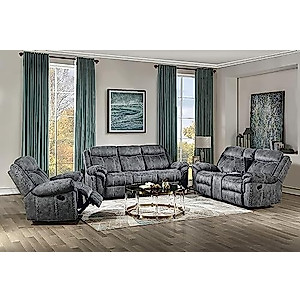 Acme Zubaida Reclining Loveseat with USB Dock and Console in 2-Tone Gray Velvet