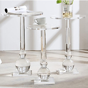 ACRYLCASE Clear Lucite Acrylic Round End Table Pedestal Side Table Furniture (15.7x15.7x23.6''H)
