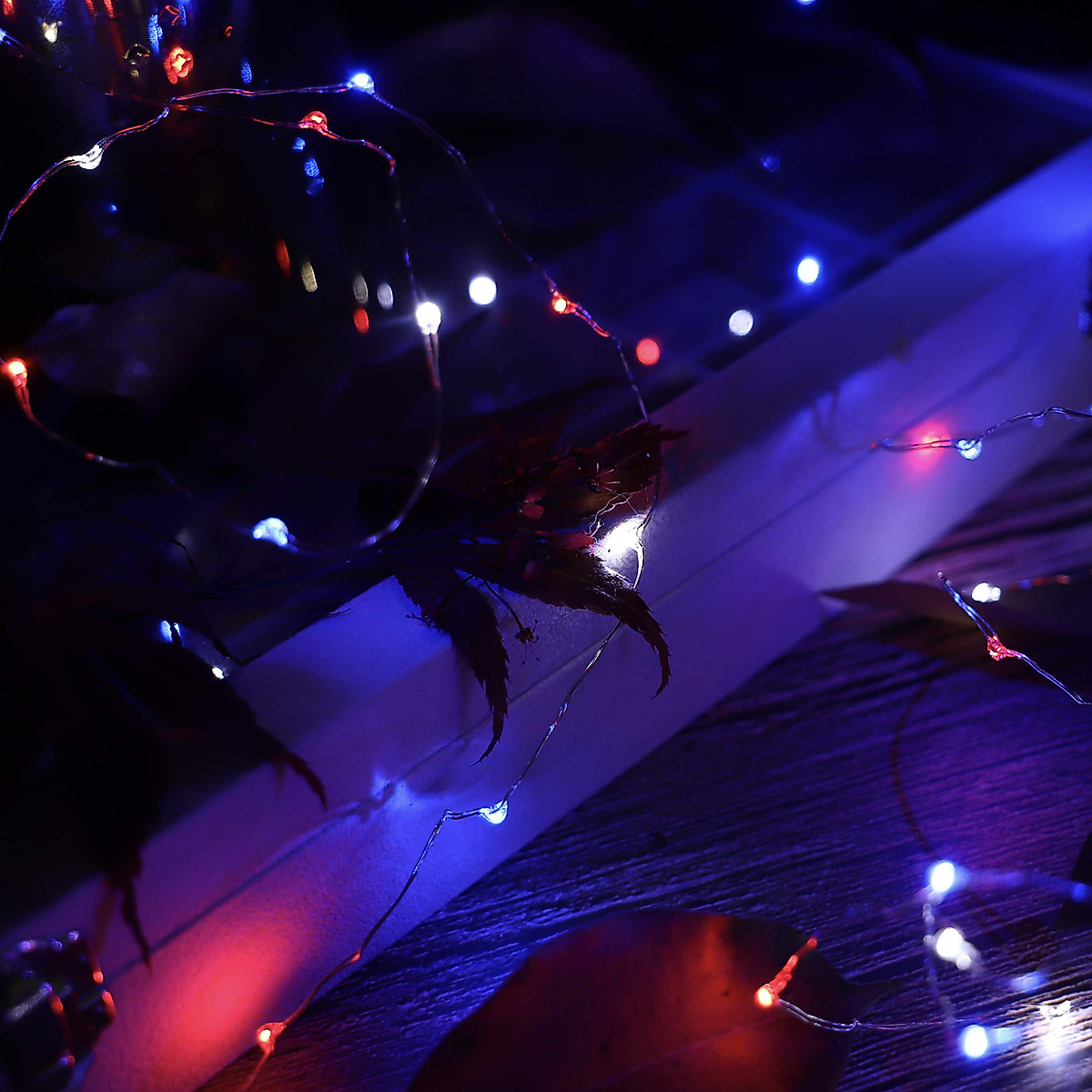 MIYA LIFE Independence String Lights 10FT & 40LEDs & Patriotic Decorations | Battery Powered & Timer Remote (Rice Lights)