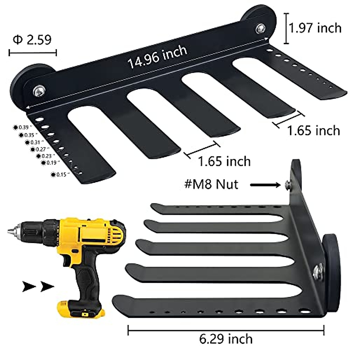 MUTUACTOR Power Drill Drivers Tool Holder,Magnetic Tool Holders,Garage Tool Storage Rack,Heavy Duty Floating Tool Shelf & Organizer,Stainless Steel Storage Organizer Holder,Perfect for Father’s Gift