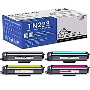 4 Pack TN223 BK/C/M/Y Toner Cartridge High Yield Compatible TN223 Replacement for Brother MFC-L3770CDW L3710CW L3750CDW HL-3210CW 3270CDW 3290CDW DCP-L3510CDW L3550CDW Printer