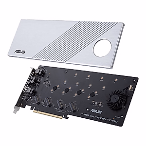 ASUS Hyper M.2 x16 Gen 4 (PCIe 4.0/3.0) Supports 4X M.2 NVMe Devices (2242/2260/2280/22110) Up to 256Gbps for AMD TRX40 / X570 PCIe 4.0 NVMe Raid and Intel® Platform