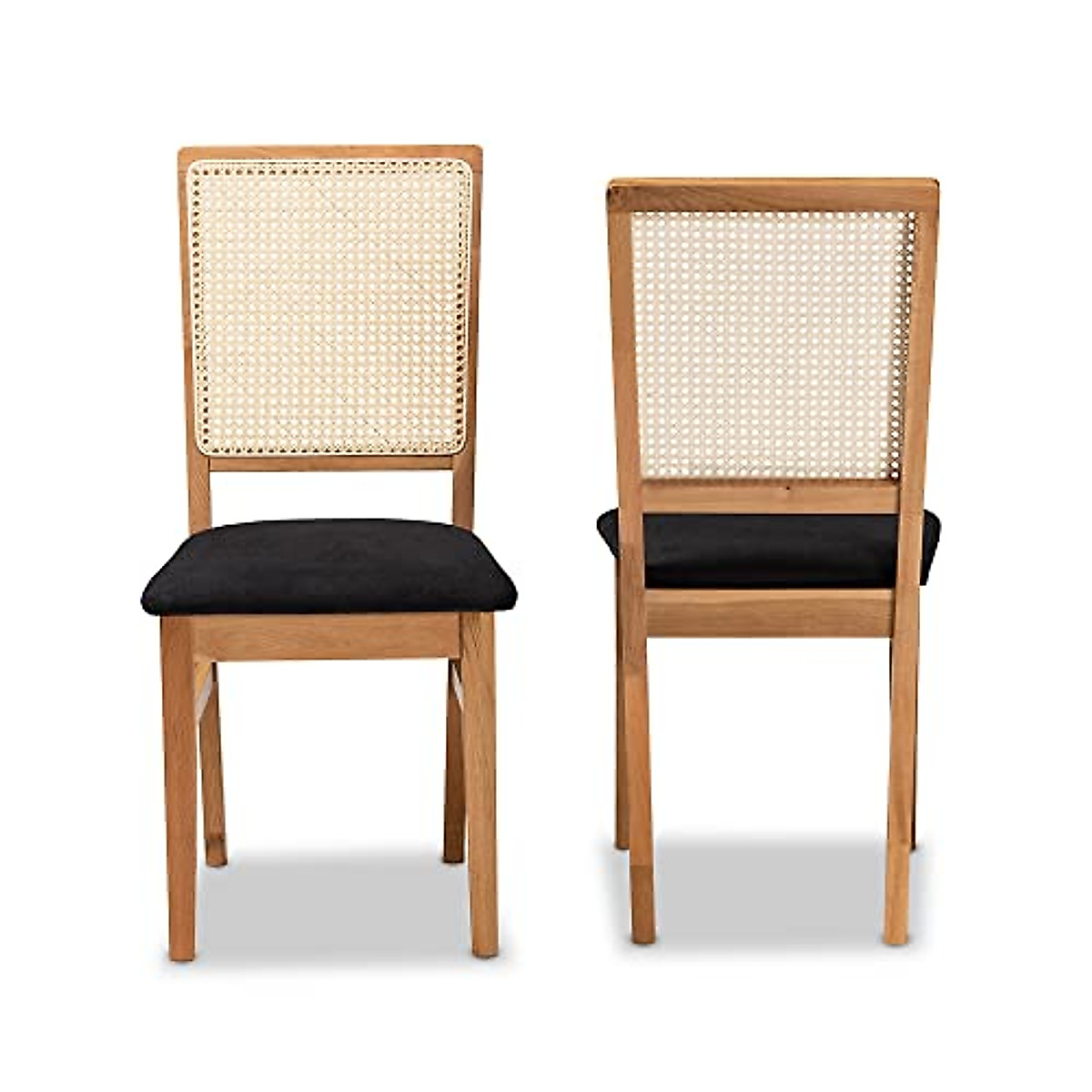 Baxton Studio Idris Dining Chairs, Black/Oak Brown