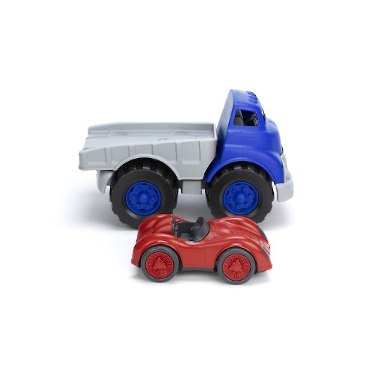 Green Toys Flat Bed Truck Blue/Grey & Race Car Red, 12 months - 6 years