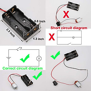 6 Set DC Motor Kit, Rectangular Electric 1.5-3V 24000RPM Mini Motor with 86 Pcs Plastic Gears, 2 x AA Battery Holder, Bracket, Rocker Switch, Shaft Propeller, Wheels for DIY Science Projects
