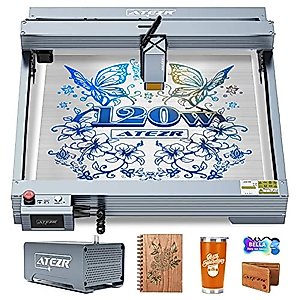 ATEZR P20 Plus 120W Laser Cutter with KA Air Assist, 20-24W Laser Power Laser Cutting and Engraving Machine for Wood and Metal, Large Working Area 17 x17 inch Compressed Spot Laser Engraver-Grey