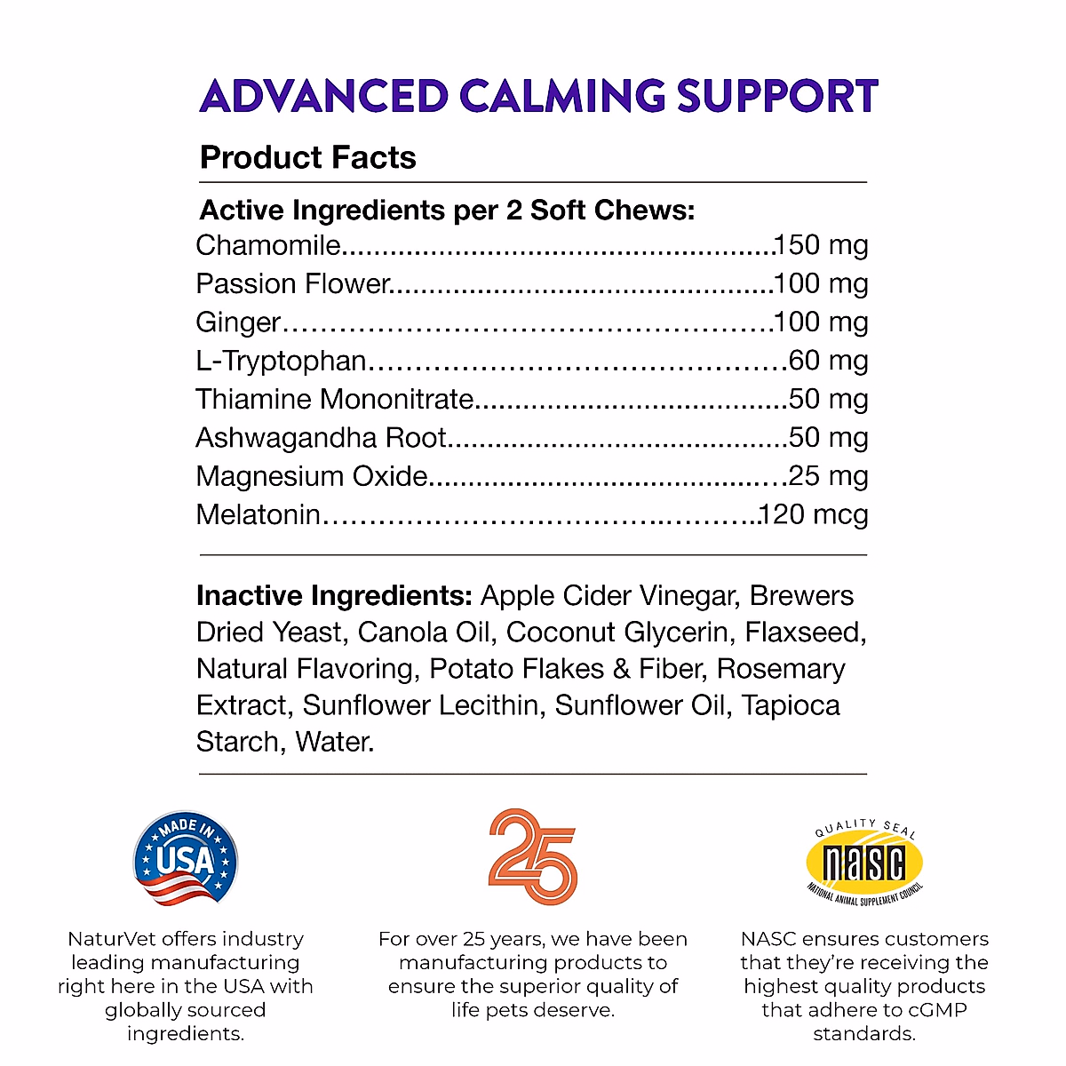 Evolutions by NaturVet Advanced Calming Support 180ct Soft Chews for Dogs - Ashwagandha, Chamomile, Ginger, Thiamine, Magnesium, Melatonin - Helps Promote Rest, Tranquility, Calming Effect on Nerves