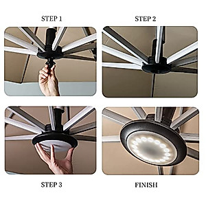 PURPLE LEAF Patio Umbrella Light with Remote Control 12 Color Brightness for Patio Umbrellas, Camping Tents or Outdoor Use (Black)