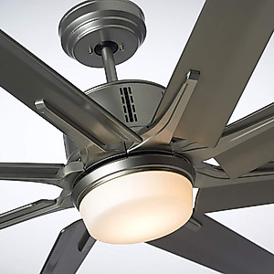 Luminance kathy ireland HOME Aira Eco LED 72 Inch Ceiling Fan | Large Indoor/Outdoor Fixture with Integrated Lighting | Modern 8 Blade Design with 6-Speed Wall Control | Damp Rated, Platinum