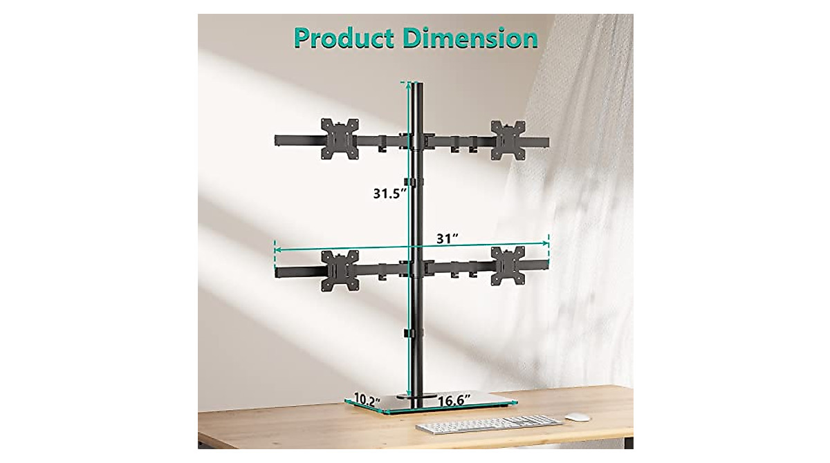 WALI Quad Monitor Stand - Adjustable & Sturdy Design