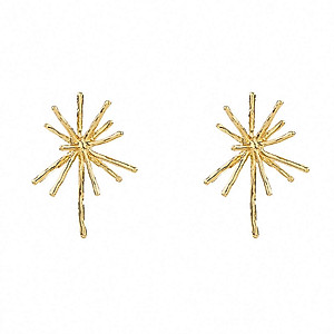 Jana WinkleGold Metal Firework Stud Earrings Women Big Earrings Studs Statement Chandelier Earrings
